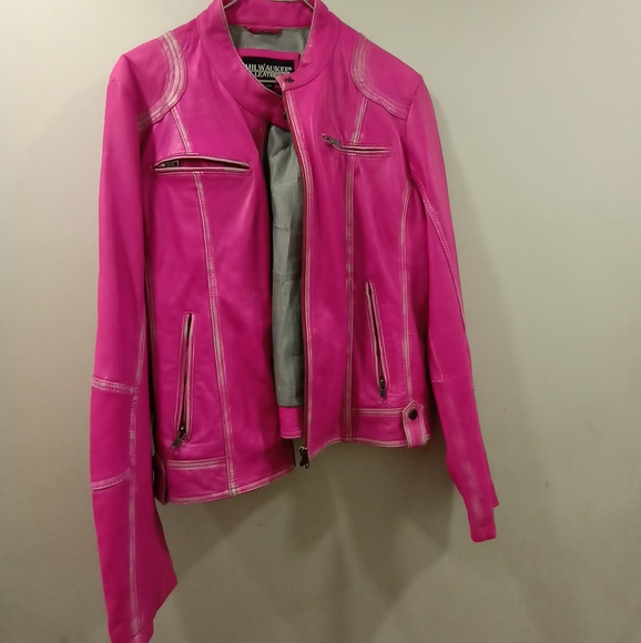 Milwaukee Leather | Jackets & Coats | Striking Pink Leather Jacket With ...